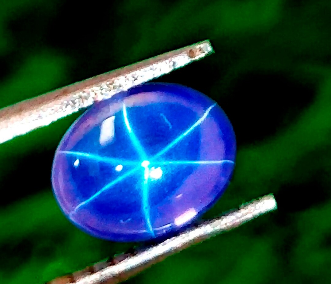 Natural Blue Star Sapphire Six Rays Oval Cabochon Loose Gemstone - Etsy