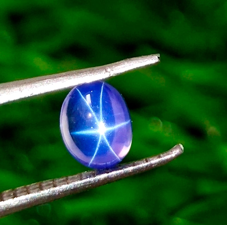 Natural Blue Star Sapphire Six Rays Oval Cabochon Loose Gemstone - Etsy