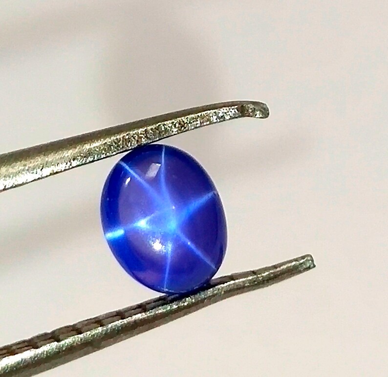 Natural Blue Star Sapphire Six Rays Oval Cabochon Loose Gemstone - Etsy