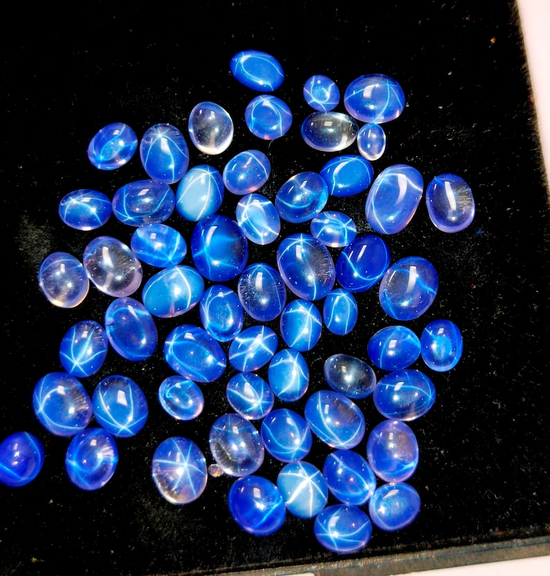 Natural Blue Star Sapphire Six Rays Oval Shape Cabochon Loose Gemstone ...