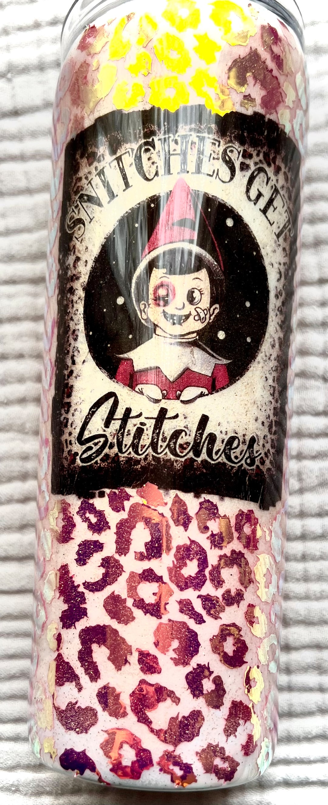 Snitches Get Stitches! Leopard Print Tumbler - Etsy