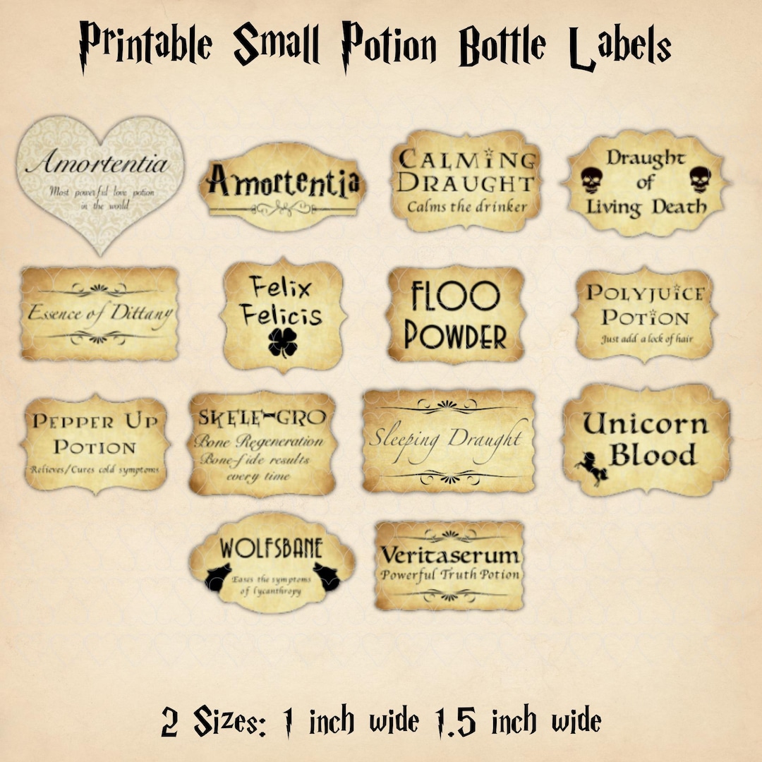 Small Potion Labels, Potion Labels Digital, Potion Labels Printable ...