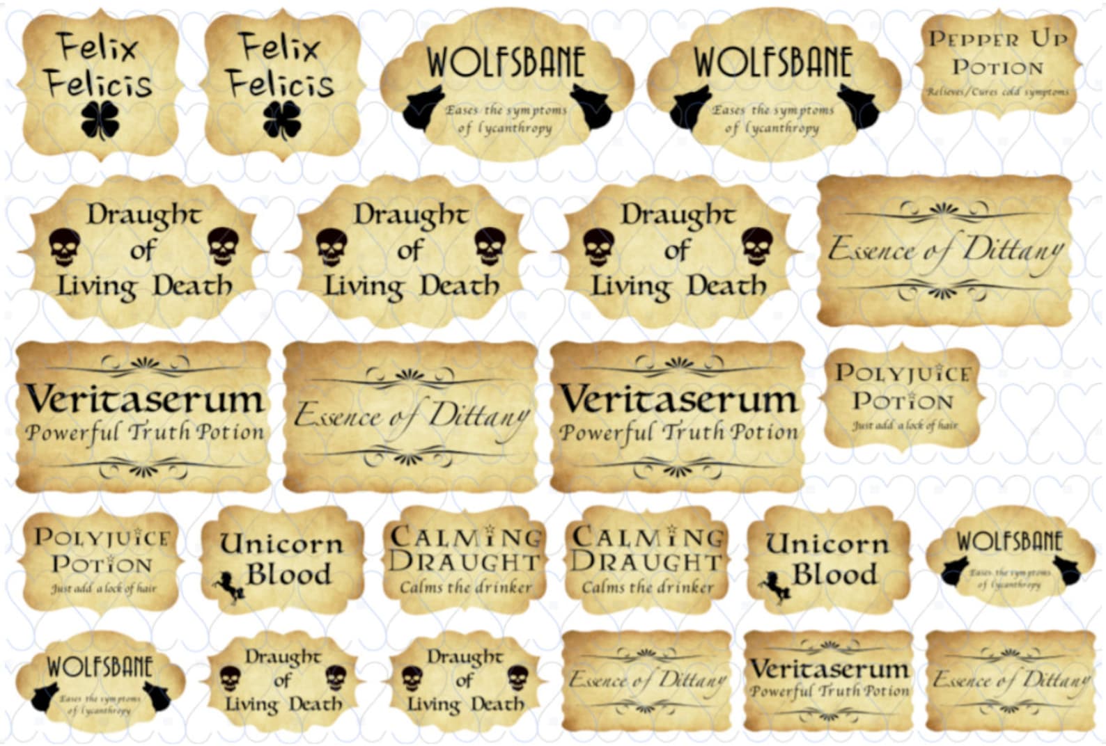 Variety Sized Potion Labels Digital Download Instant - Etsy