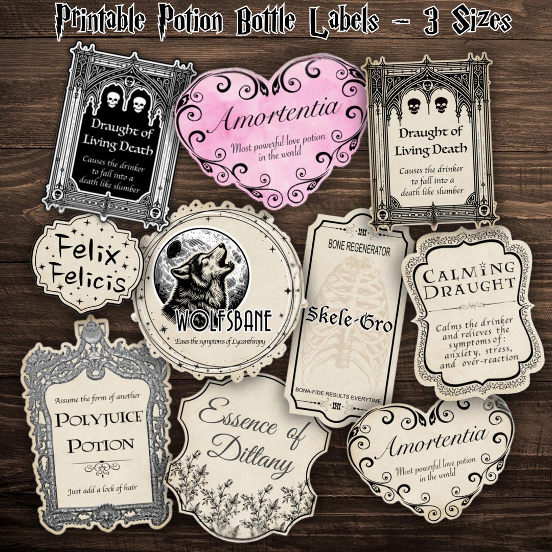 Big Potion Labels, Wizard Potion Labels, Potion Labels Printable, Magic ...
