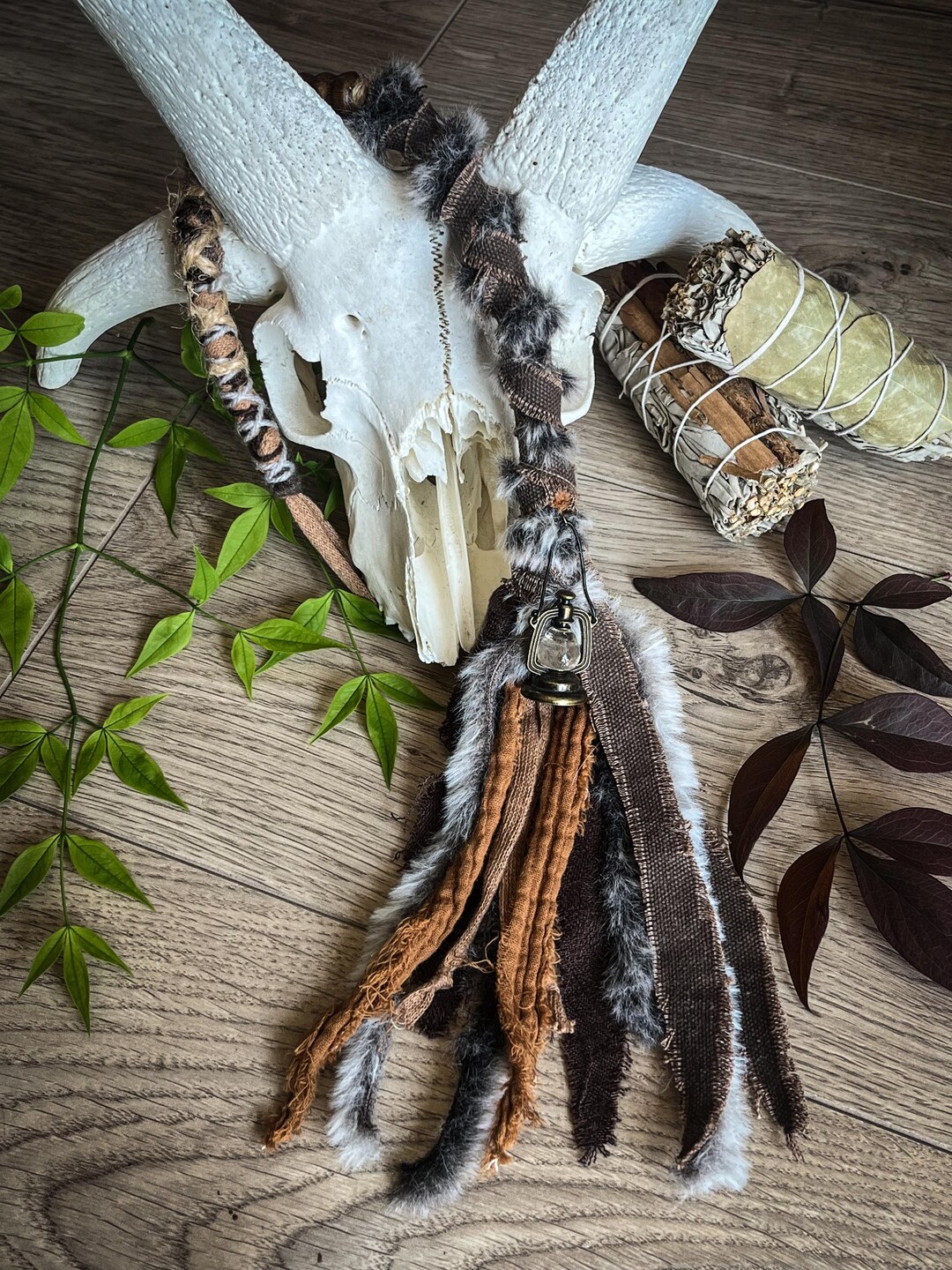 Fantasy Hairwrap Ateba Dreadwrap With a Pyrography Bead and Trinkets ...