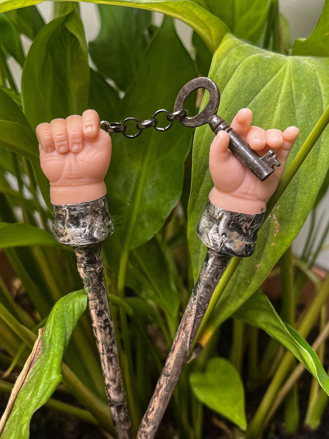Weird Baby Doll Hand Hair Sticks: Skeleton Key Kanzashi - Dark Witchy ...