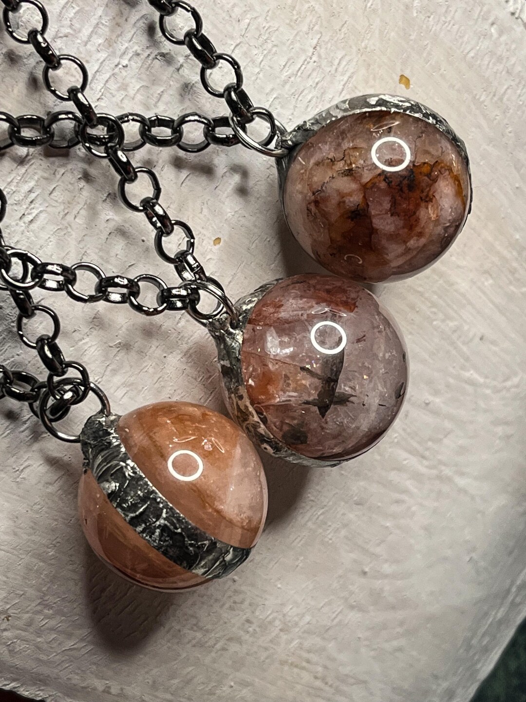 Sorceress Large Fire Quartz Orb Crystal Amulet Talisman Belcher Chain Necklace Witch Everyday - Etsy