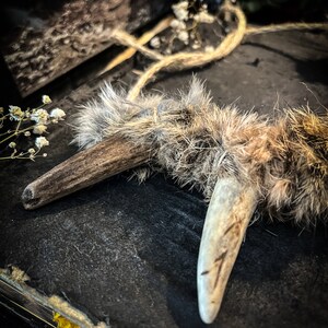 Flidais Deer Antler Tines Tips and Real Rabbit Fur Necklace Celtic ...
