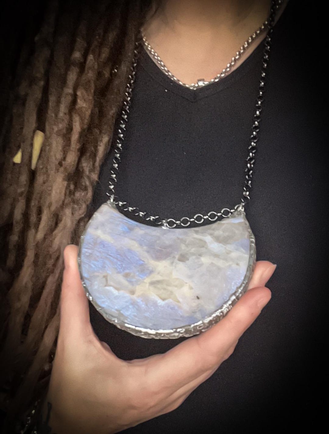 Powerful and Very Large Statement Flashy Rainbow Moonstone Soldered ...