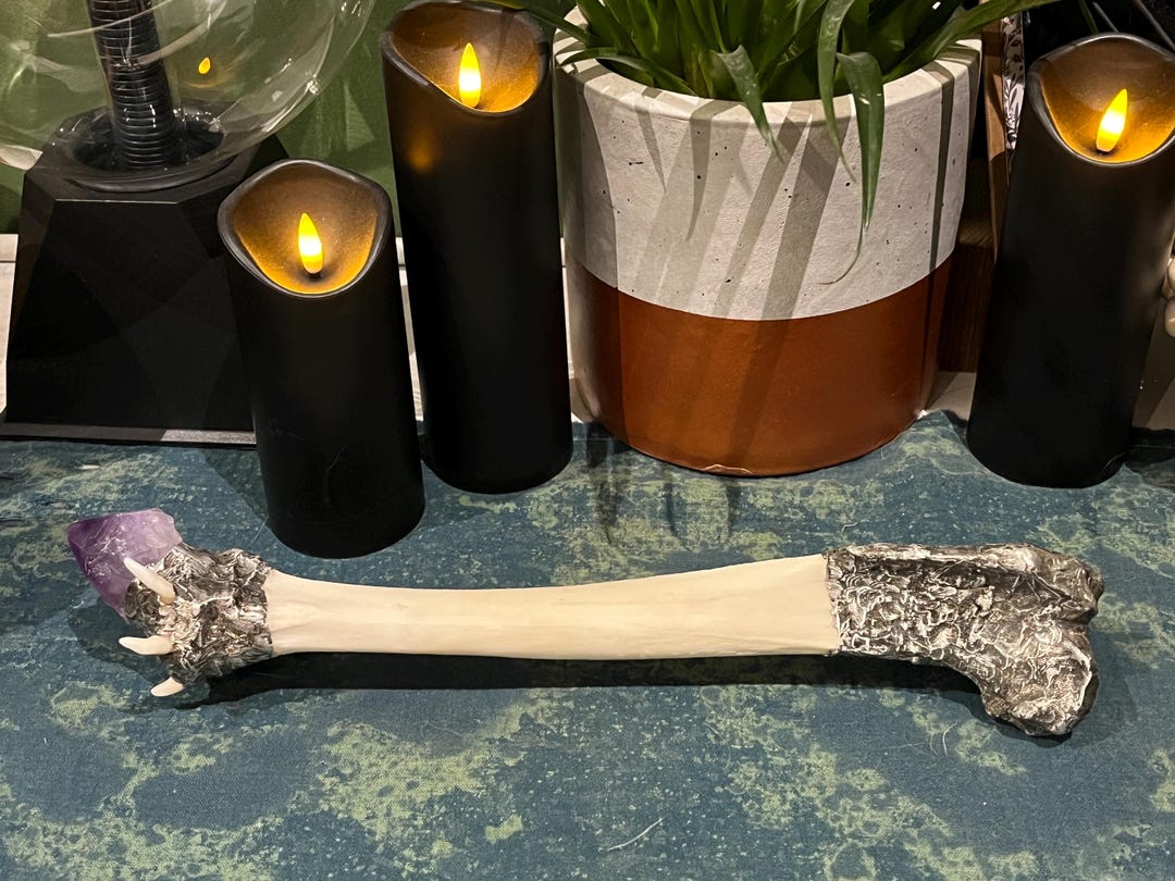 Sacred Deer Femur Bone Wand With Amethyst and Fox Fangs Fairytale Magic ...