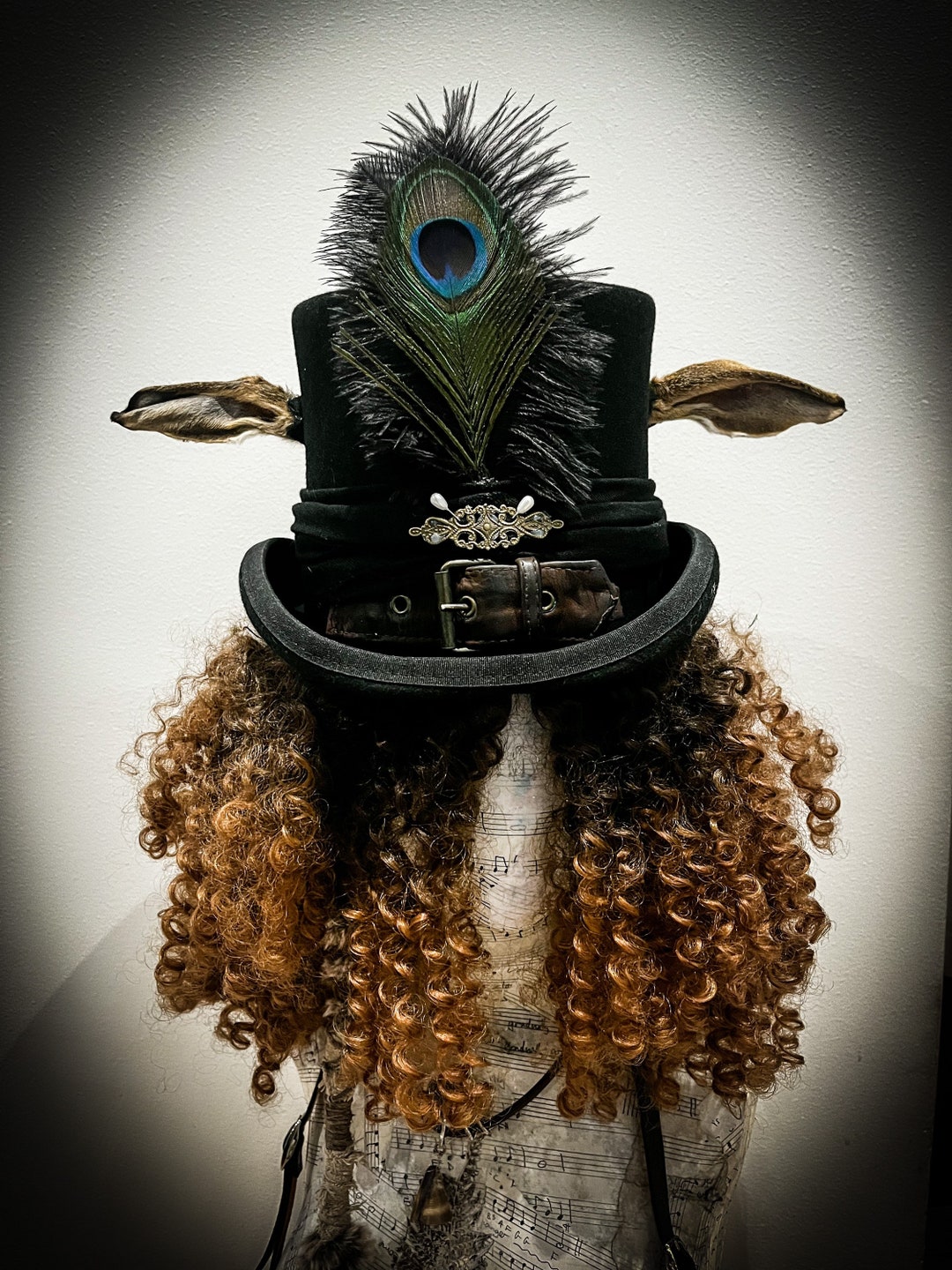 1 Taxidermy Rabbit Ears Black Top Hat Size 59cm - Etsy