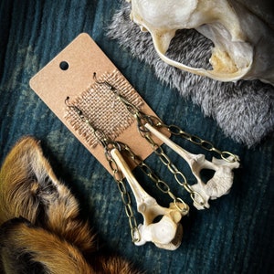 Fawn Vertebrae Bone and Brass Chain Earrings Cruelty Free Witchy ...