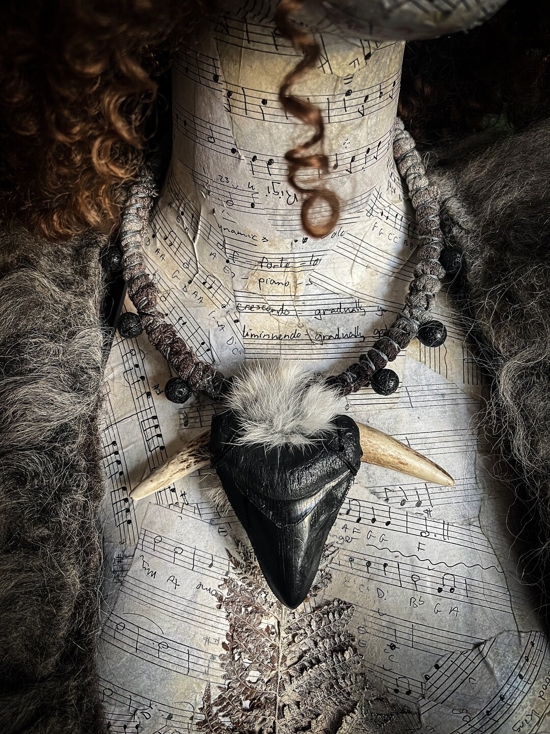 Post Apocalyptic Dystopian Double Antler and Megalodon Shark Tooth Neck ...