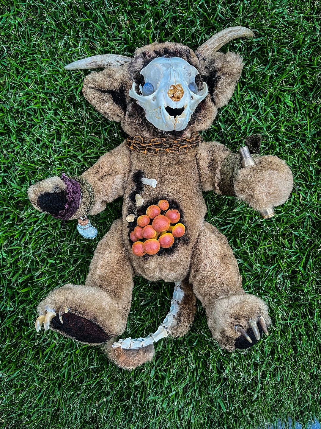 Cat Skull Bones and Gore Zombie Teddy Horror Creepy Horror Display ...