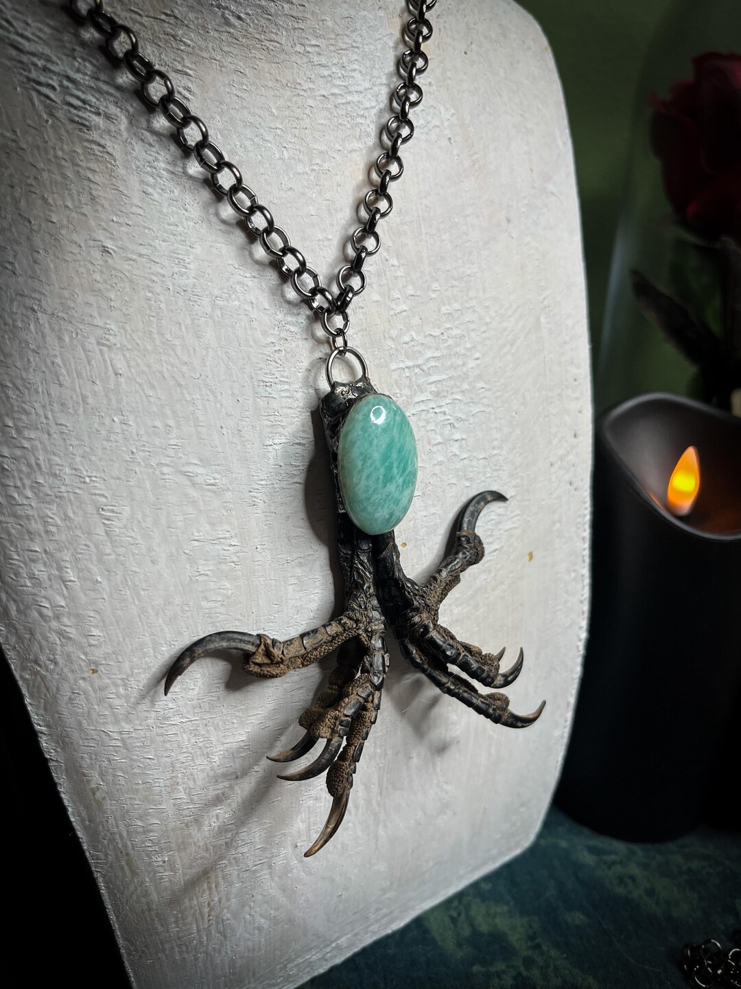 Sorceress Sorcerer Raven Claws Soldered With an Amazonite Crystal ...