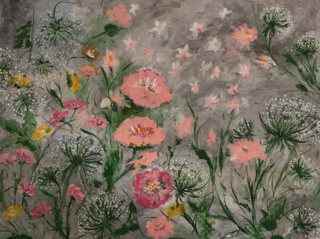 Original Floral Acrylic Painting, Spring Day, 18x24 - Etsy