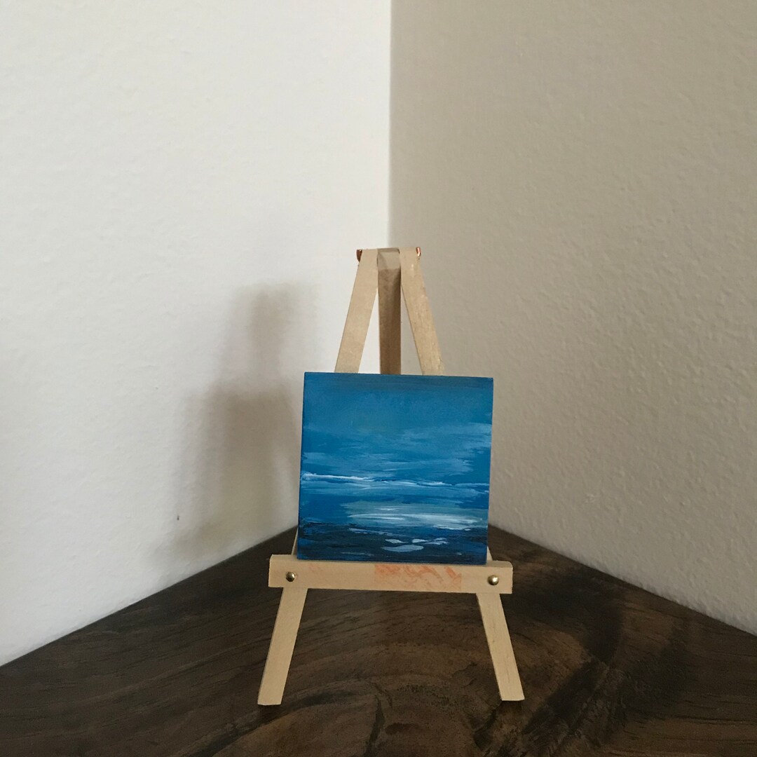Miniature Seascape Painting, Abstract Acrylic Art, Dollhouse Decor (2x2 ...