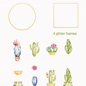 Watercolor Cactus Clipart Green Pink Cactus Flowers Clip Art Hand ...