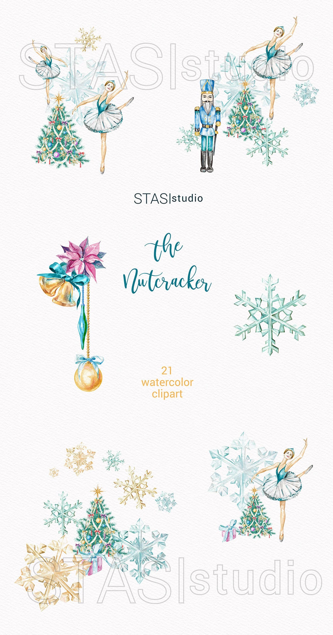The Nutcracker Watercolor Clipart Christmas Fashion Ballerina | Etsy