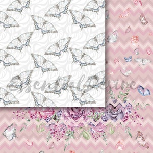 Butterfly Scrapbook Paper, Floral Designer Paper Seamless Patterns ...