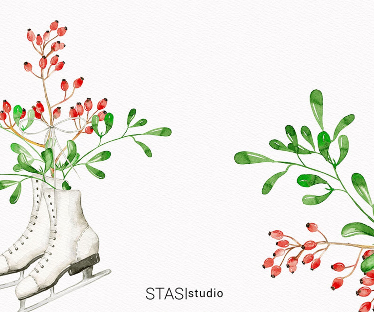 Little Skater Clipart Watercolor Winter Clipart Christmas | Etsy