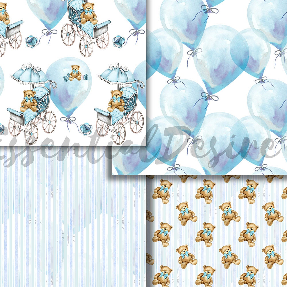Baby Boy Paper Pack Blue Seamless Pattern New Baby Cute Set - Etsy