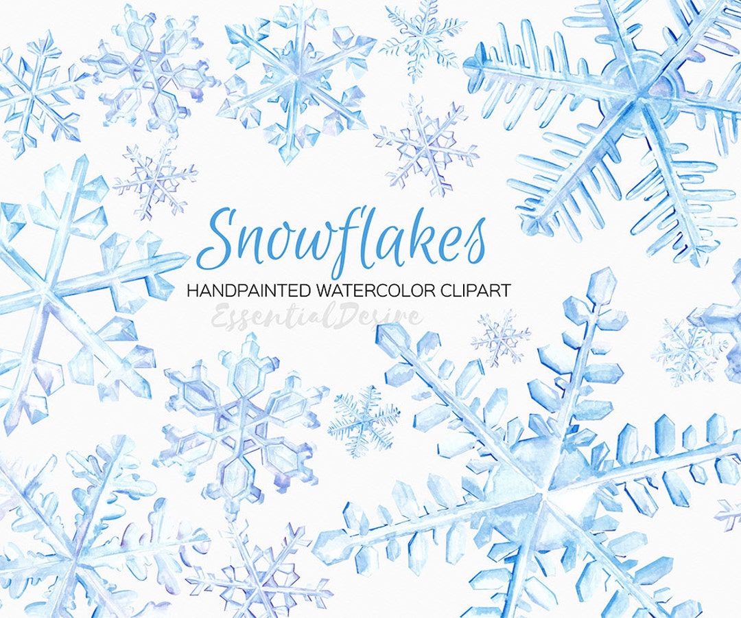 Watercolor Snowflakes Clipart, DIY Invitation, Hand Painted, Stickers ...