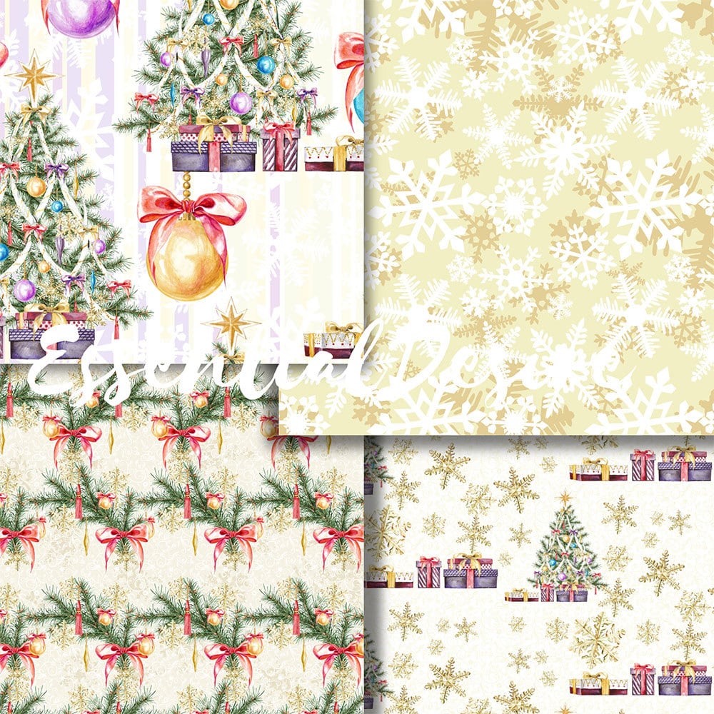 Christmas Tree Paper Pack Xmas Watercolor Paper Seamless - Etsy