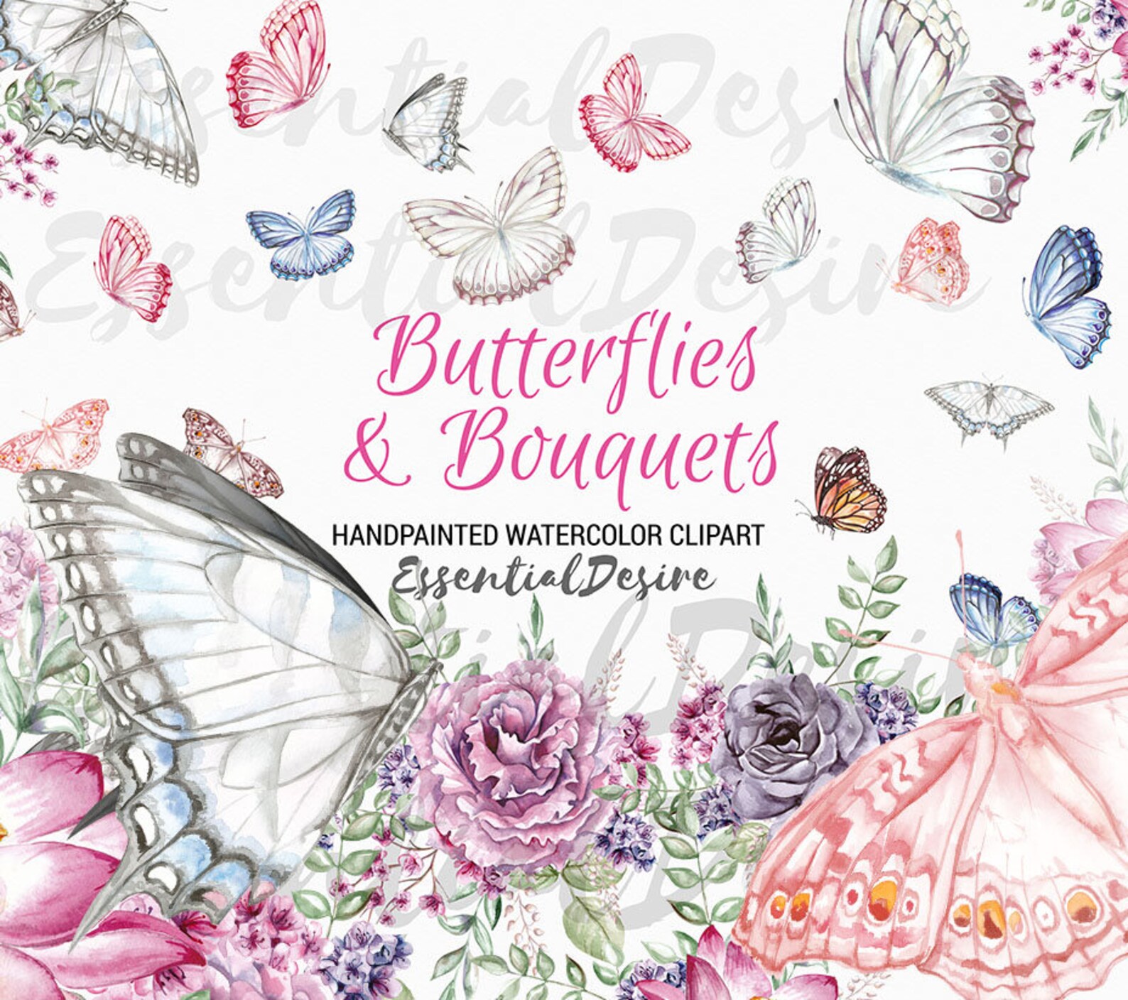 Butterfly Watercolor Clipart Digital Butterfly Clip Art - Etsy