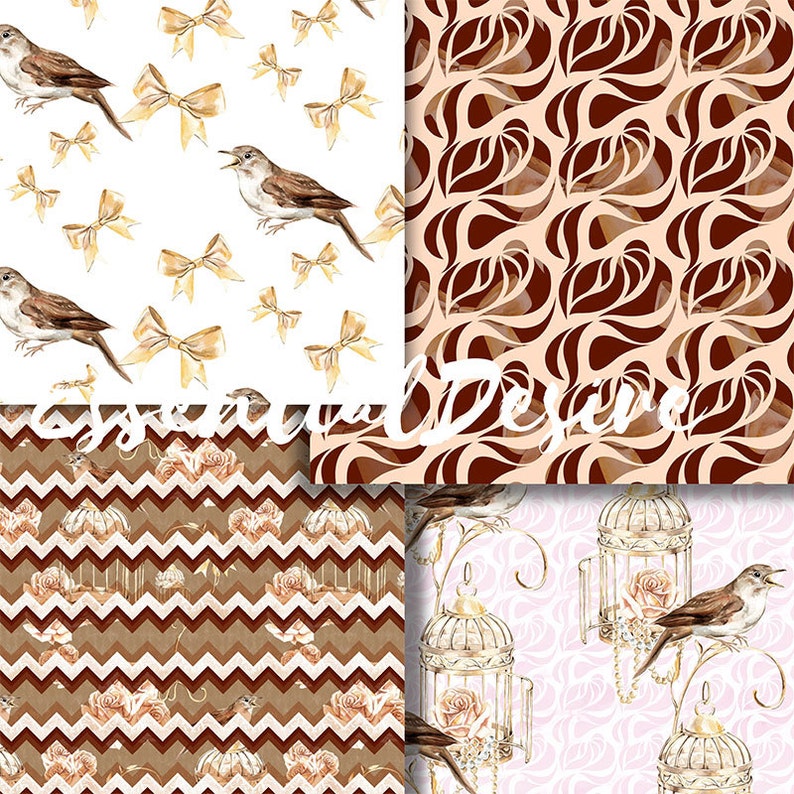 Watercolor Bird cage Paper Pack Nightingale Illustration | Etsy