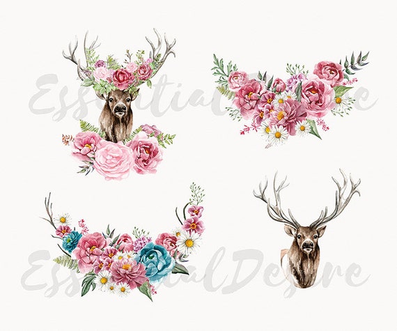 Pink Deer Antler Clip Art