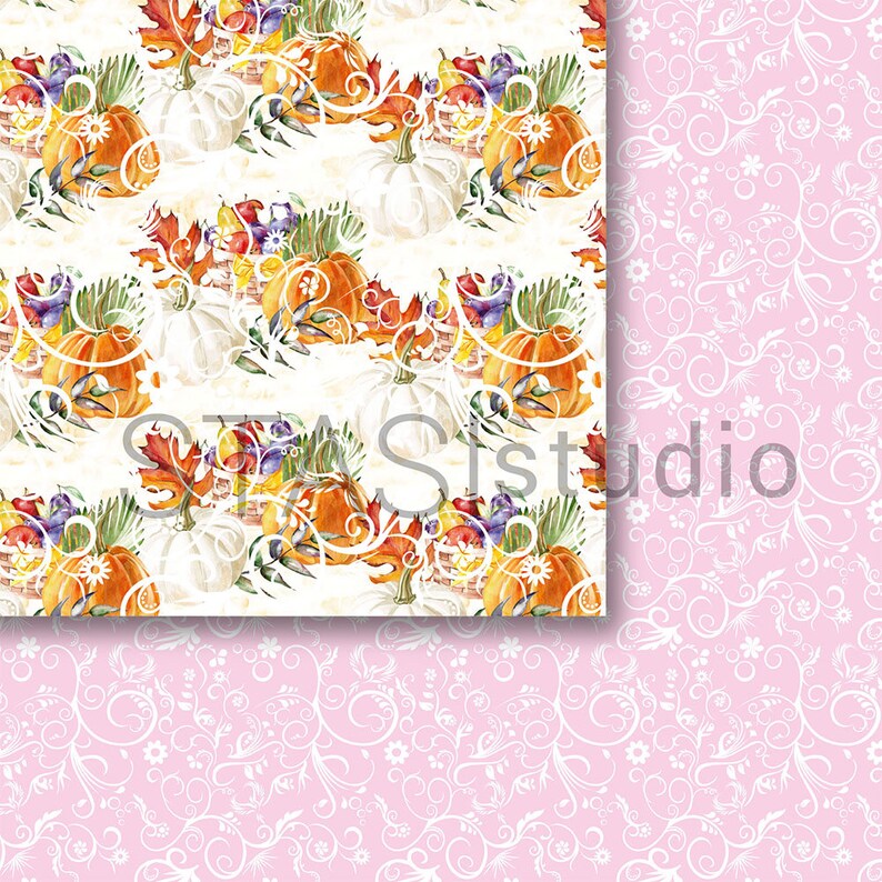 Thanksgiving Digital Paper Seamless Patterns Watercolor Autumn - Etsy