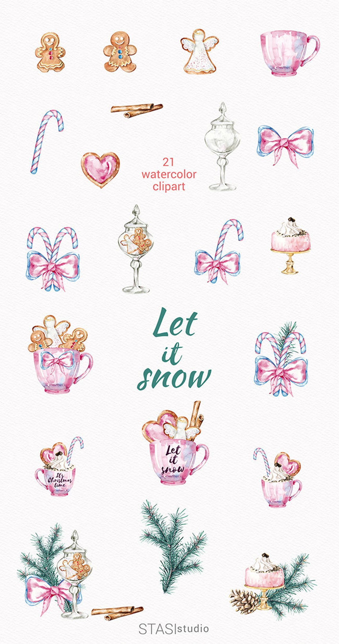 Watercolor Gingerbread Cookies Clipart Christmas Illustration - Etsy UK