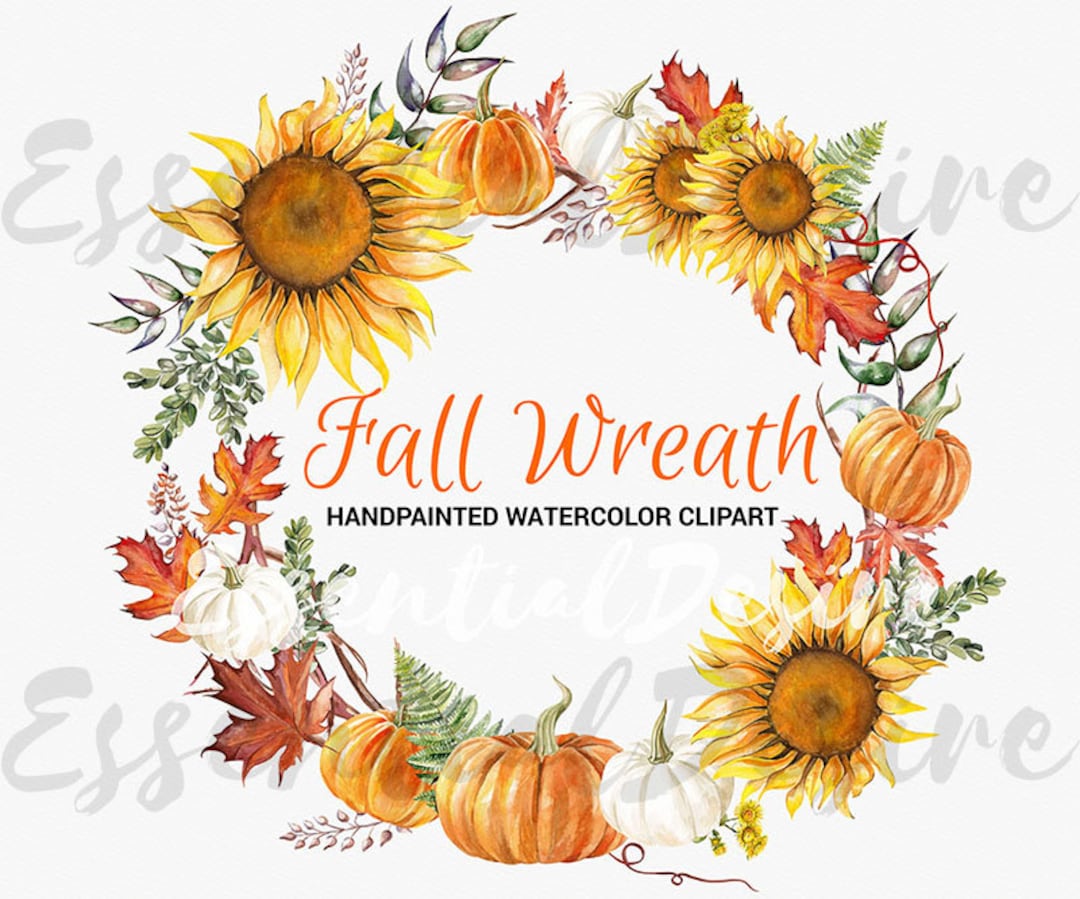Thanksgiving Clipart Fall Wreath Handpainted Illustration - Etsy