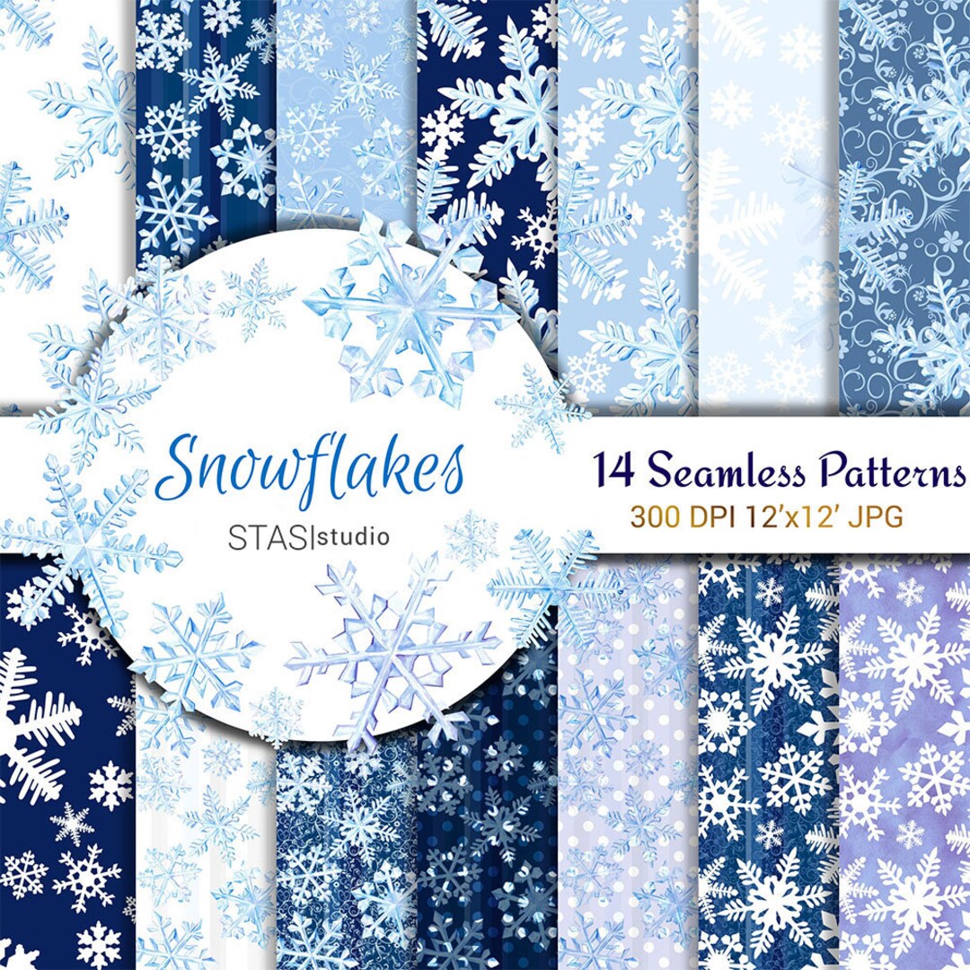 Snowflakes Watercolor Paper Graphics Resources Seamless Patterns ...