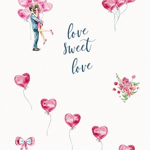 Watercolor Valentines Clipart Love Background Romantic Couple ...