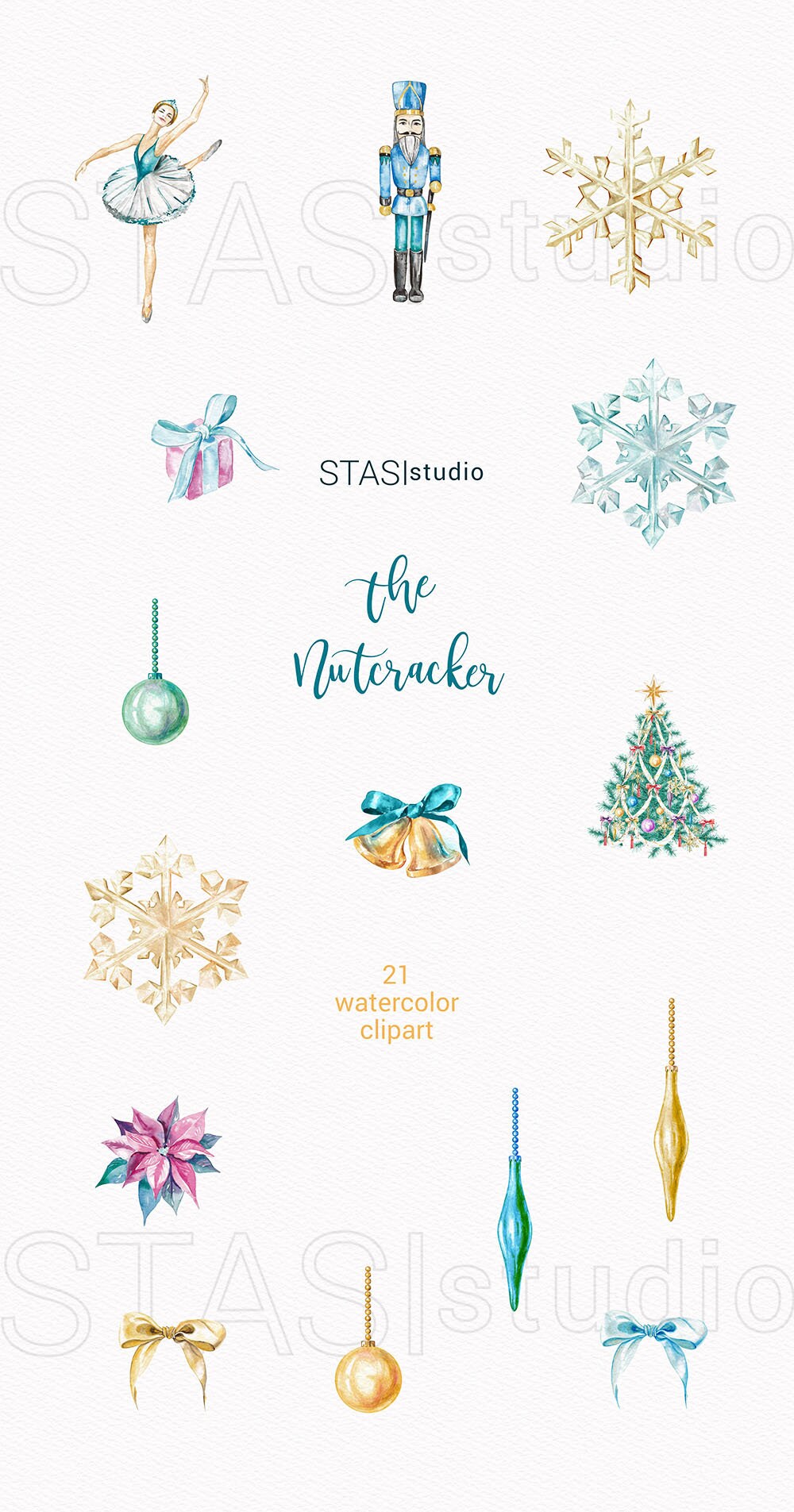 The Nutcracker Watercolor Clipart Christmas Fashion Ballerina | Etsy