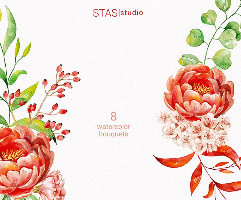 Hand Painted Floral Clipart Watercolor Bouquets Wreath Clip - Etsy