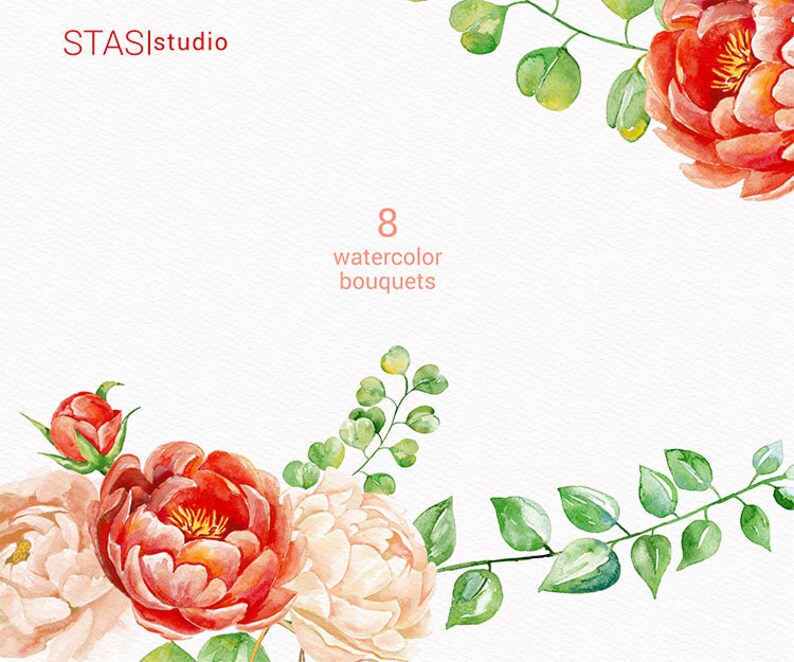 Hand Painted Floral Clipart Watercolor Bouquets Wreath Clip - Etsy