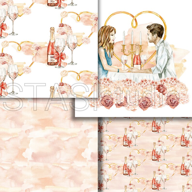 Valentines Digital Paper Love Seamless Pattern Romantic - Etsy