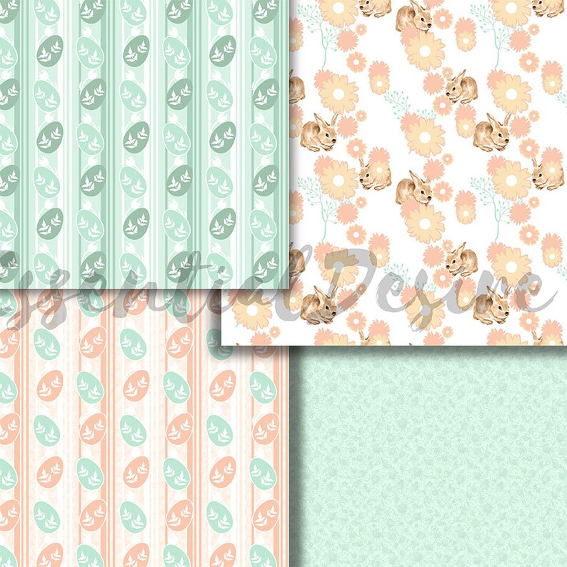 Easter Paper Pack Pastel Easter Paper Peach and Mint Paper | Etsy