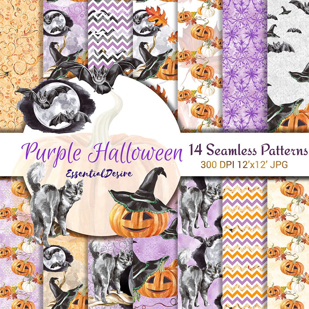 Watercolor Halloween, Watercolor Paper, Seamless Patterns, Scrapbook ...