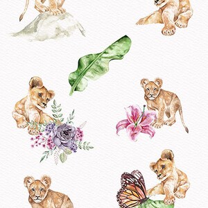 Lions Watercolor Clipart, Baby Lions Cute Animals Nursery Illustration ...