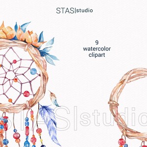 Watercolor Clipart Dreamcatcher Tribal Feathers Boho Handpainted ...