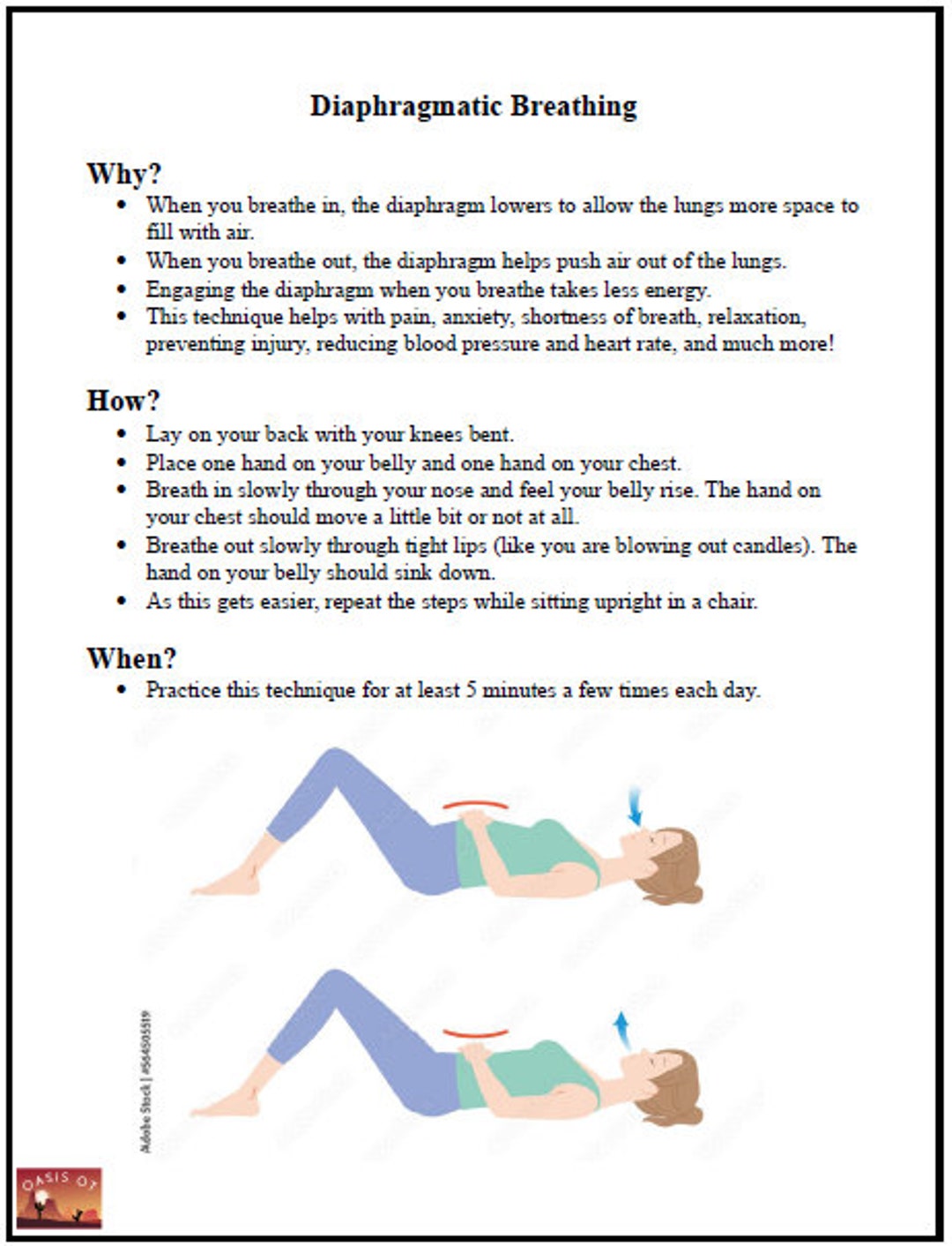 Patient Handout Diaphragmatic Breathing Etsy