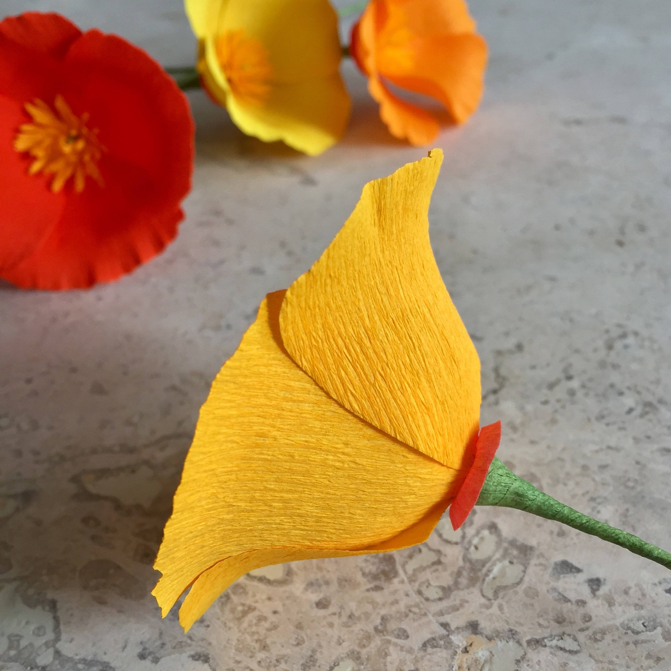 Crepe Paper California Poppy Single Stem Flores de boda | Etsy
