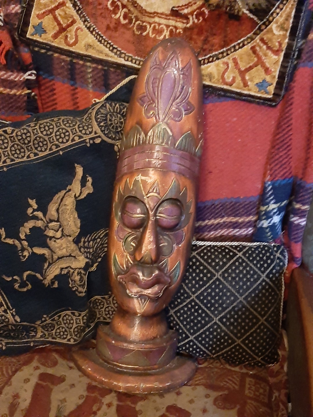 Vintage Wooden Idol Tribal Mask God Goddesses - Etsy