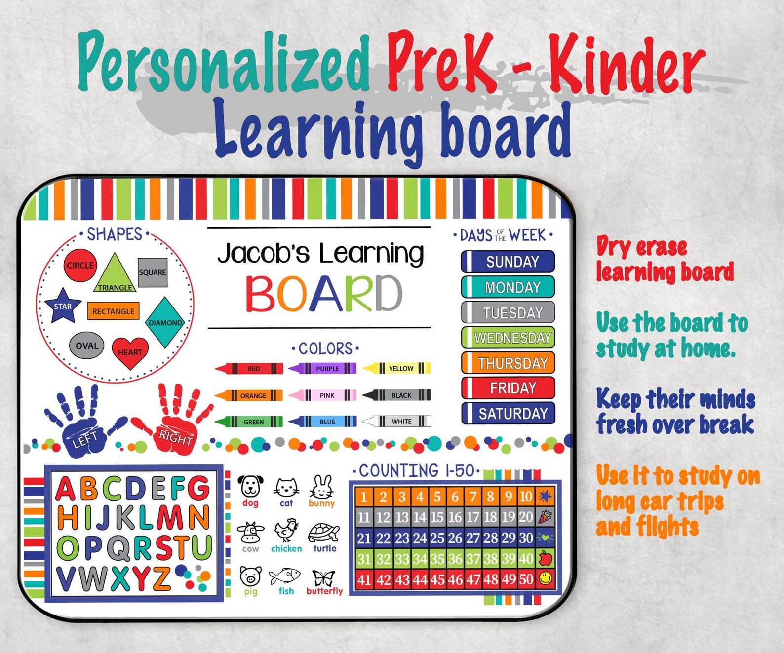 Personalized Learning Board Kindergarten & Prek Homeschool | Etsy