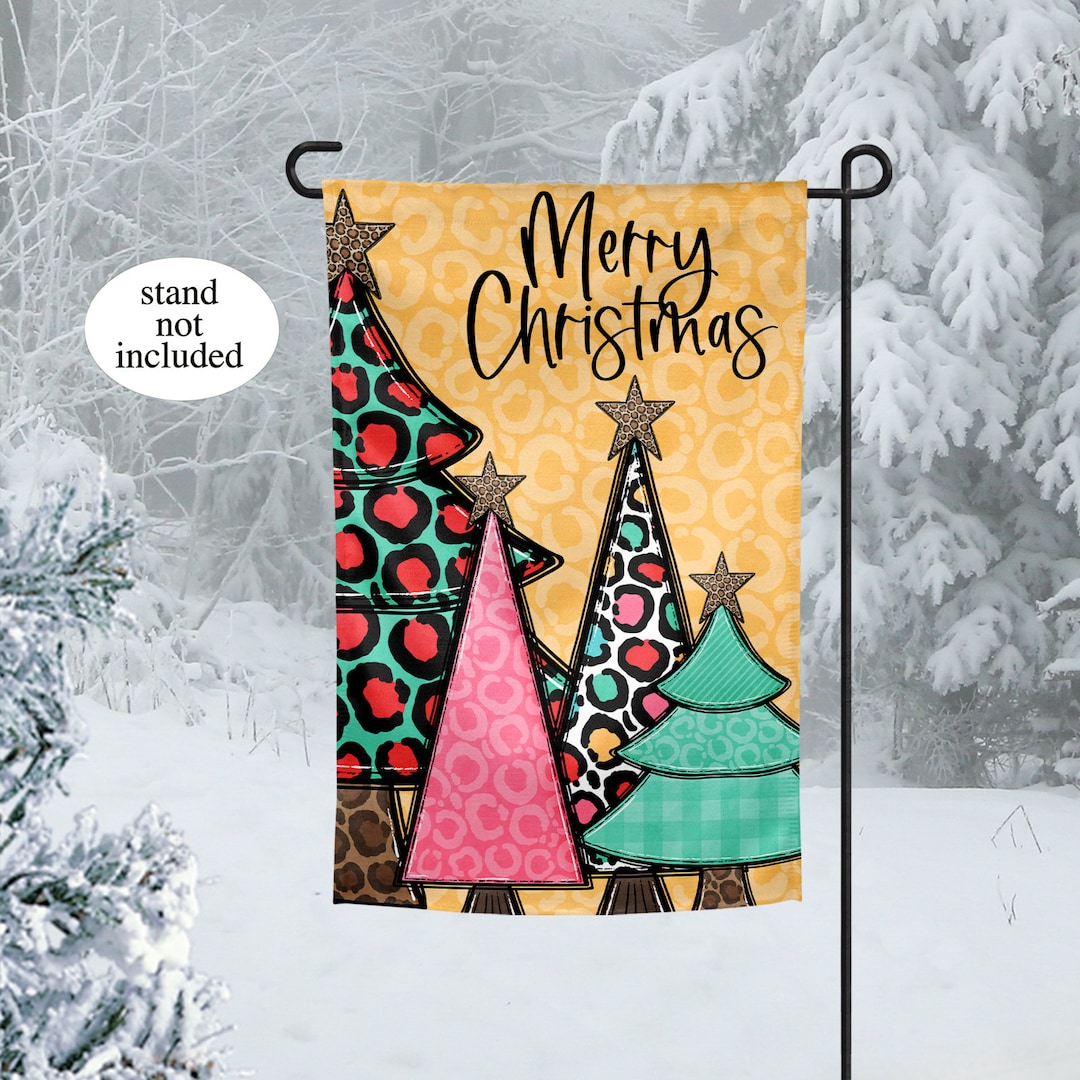 Merry Christmas Tree Yard Flag, Merry Christmas Garden Flag, Holiday ...
