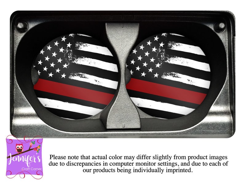 Thin Red Line Car Coaster Set Red Line Flag Red Lives - Etsy